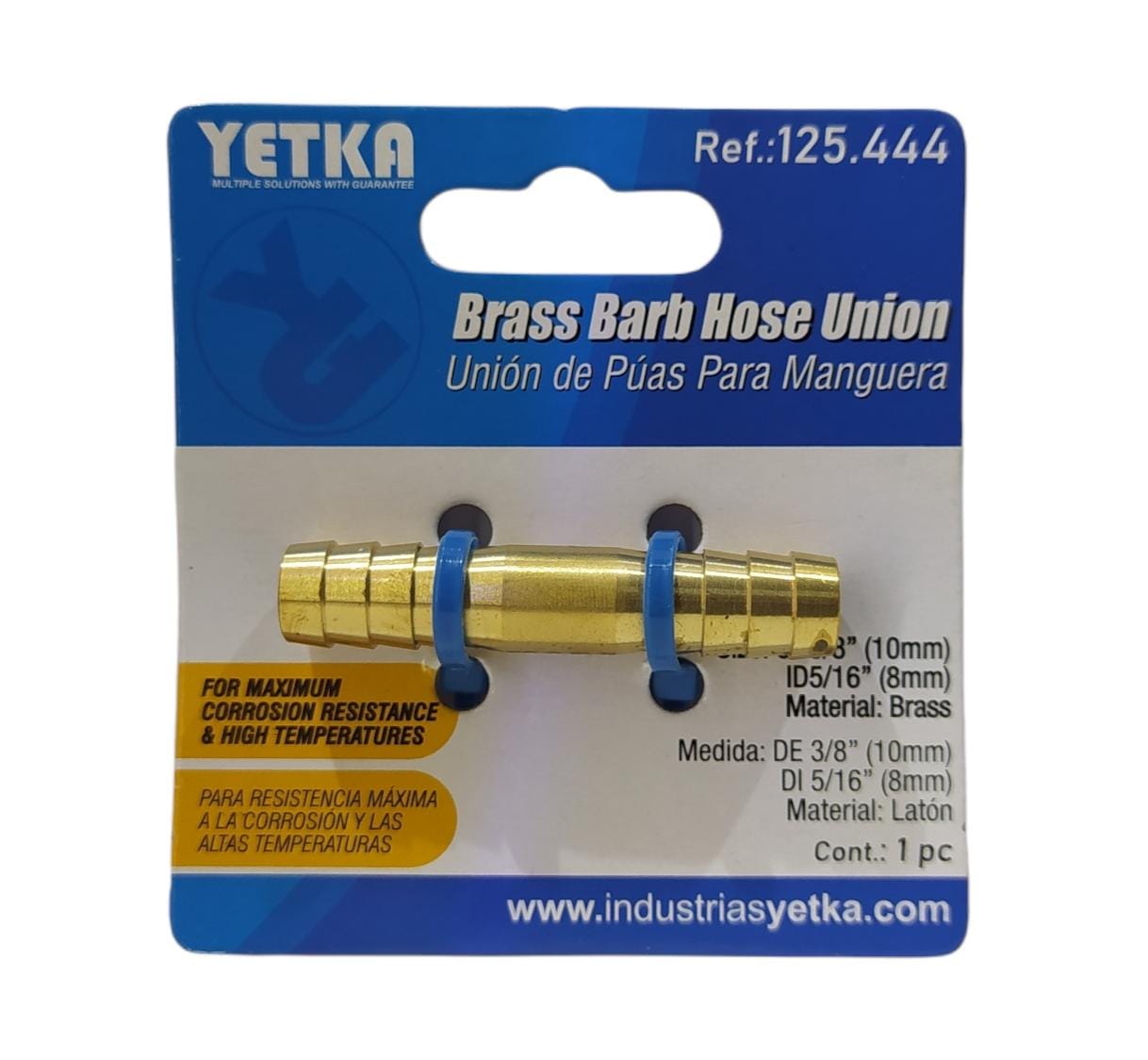 YETKA Gas Unión P/Manguera 5/16 X 5/16..