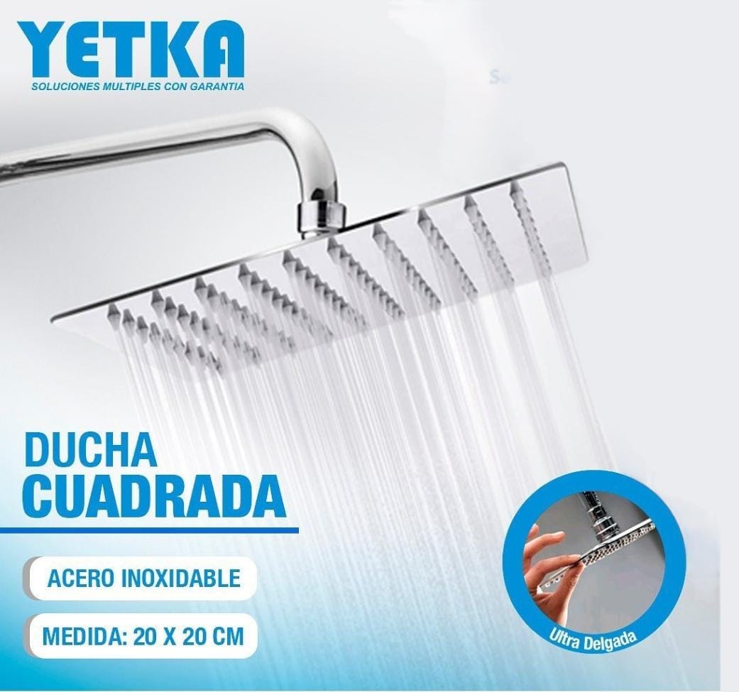 YETKA DUCHA CUADRADA ACERO INOX 20*20 CM (4897103881713)